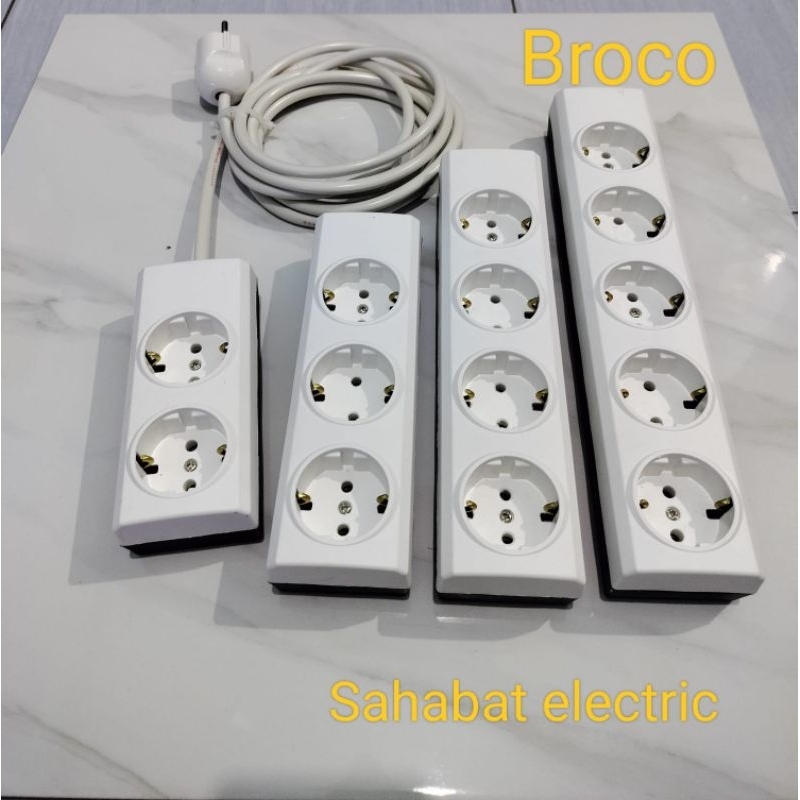 Jual Stop kontak BROCO + Kabel Rambut 2x1.5+Steker Arde Bulat | Shopee ...
