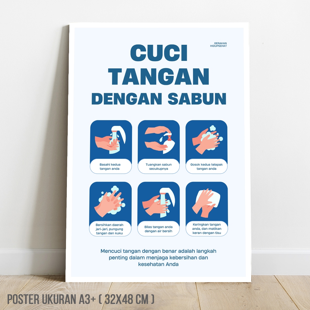 Jual POSTER EDUKASI CUCI TANGAN DENGAN SABUN | Shopee Indonesia