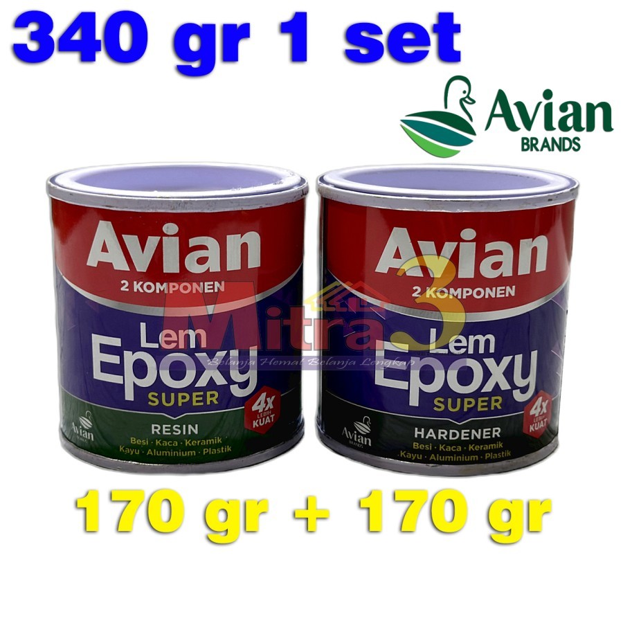 Jual Lem Epoxy Super AVIAN 2 Komponen 340 gr set / Lem Epoksi Kayu Besi ...