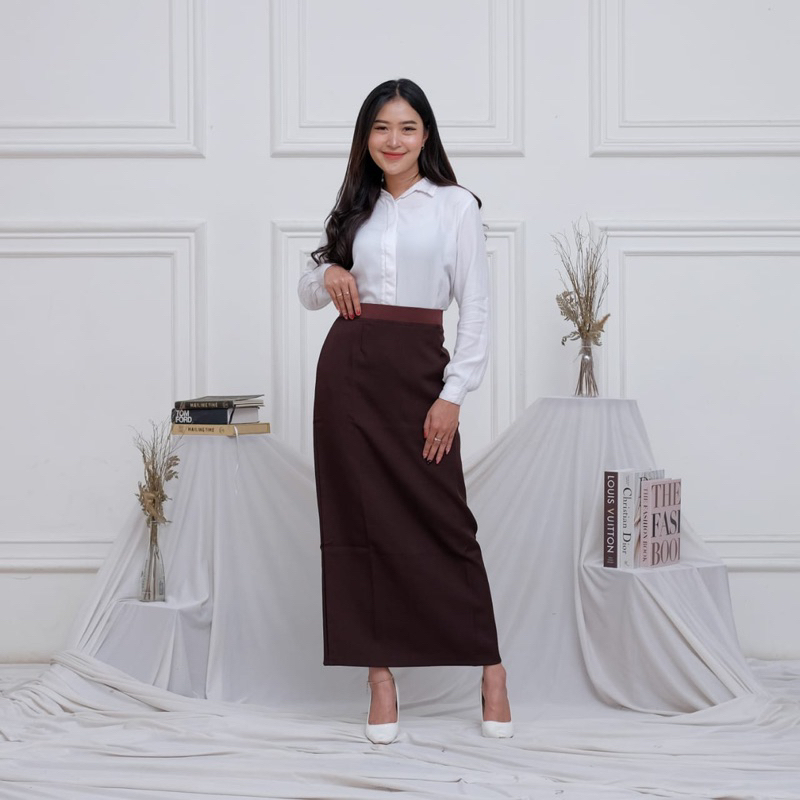 Jual Rok Kerja Panjang,Rok Kerja Wanita Karet Pinggang Model Muslimah ...