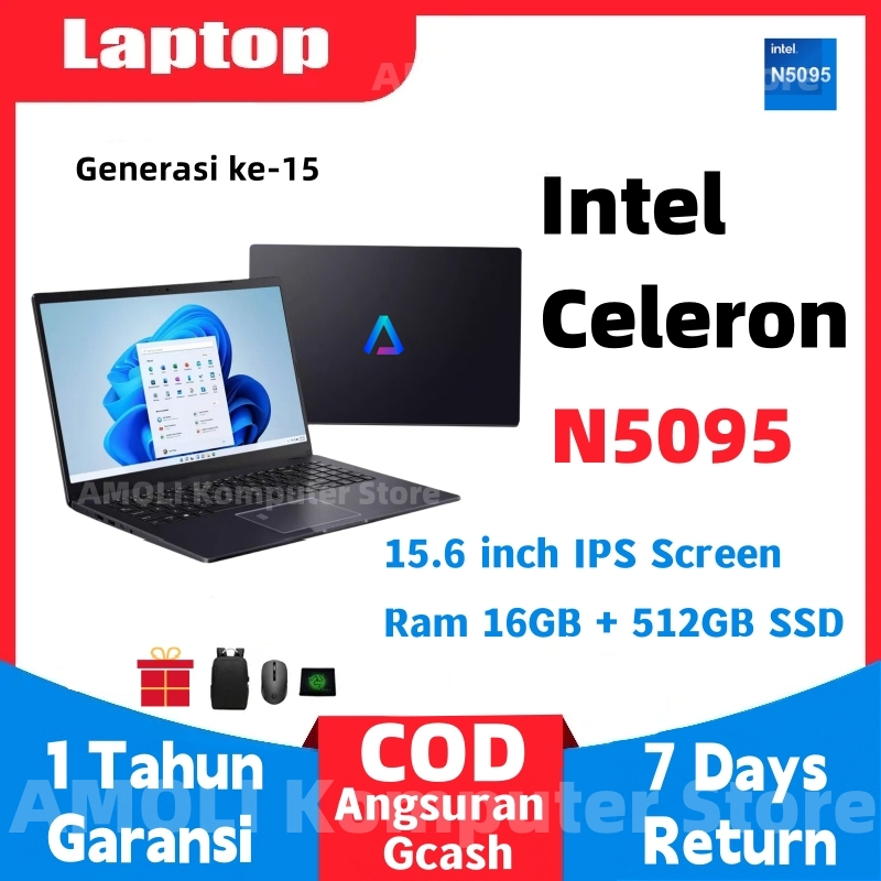 Jual AMOLI「2024 Laptop Terbaru」 Hitam / Pink Asli computer Notebook RAM ...