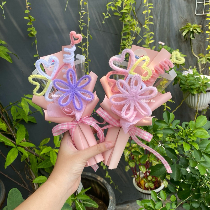Jual Mini Pocket Posy | Buket Bunga Kawat Bulu | Pipe Cleaner Flowers ...