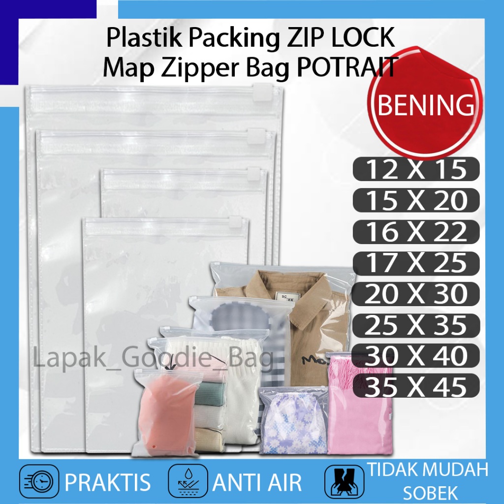 Jual Kantong Plastik Packing ZIPLOCK POTRAIT Travel Pouch Transparan ...