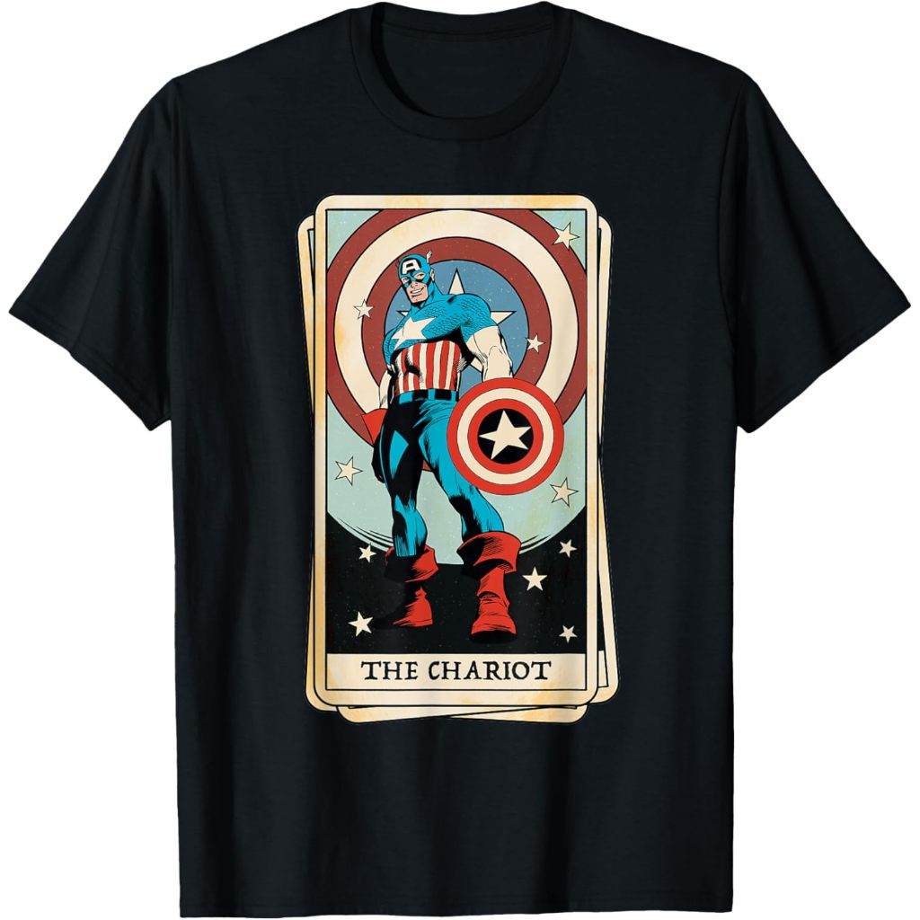 Jual Baju Kaos Dewasa Marvel Tarot Arcana Captain America as the Chariot Card T-Shirt | Shopee ...
