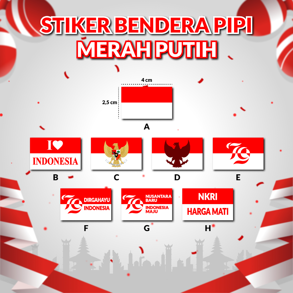 Jual Sticker Pipi Stiker Wajah HUT RI Bendera Merah Putih Agustusan ...