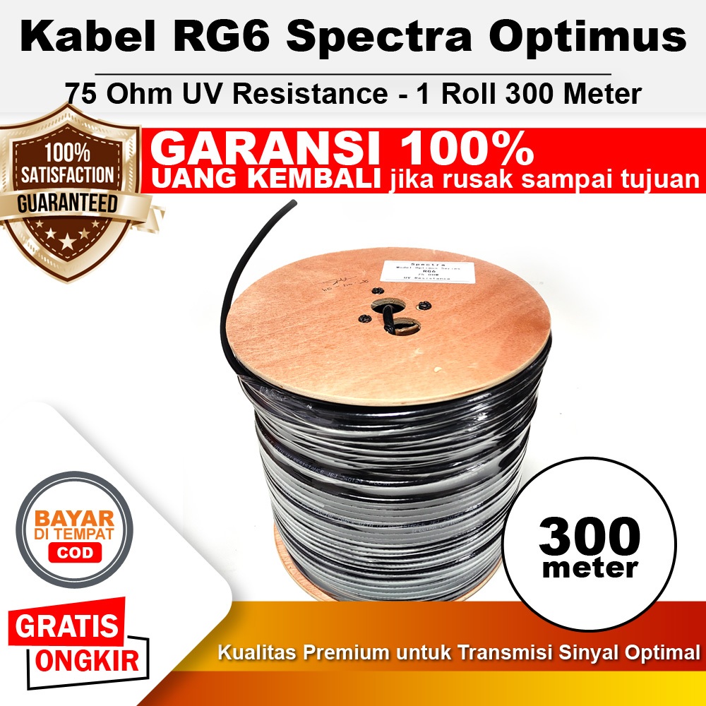 Jual Kabel RG6 Spectra Optimus 75 Ohm UV Resistance Tanpa Power - 1 ...