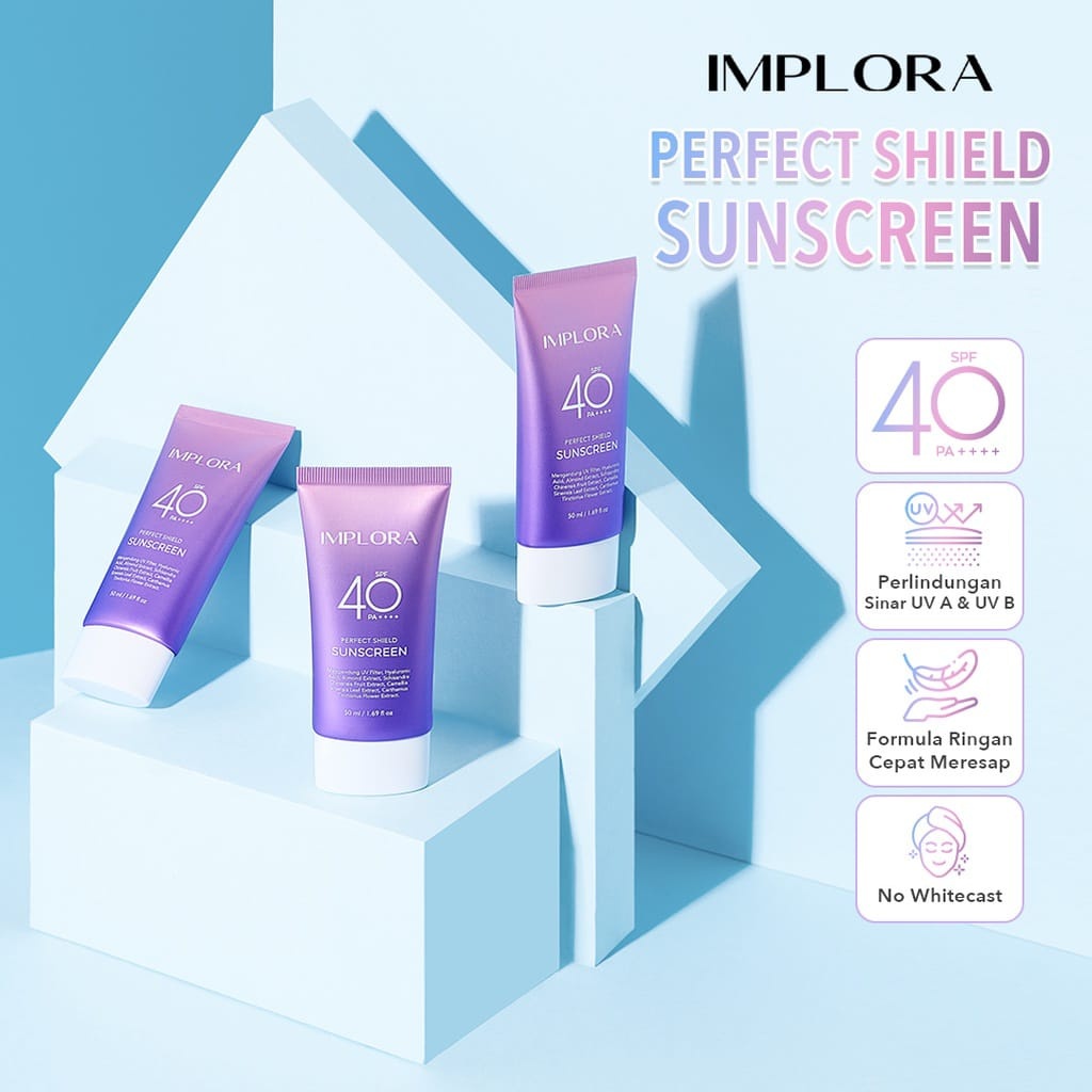 Jual IMPLORA PERFECT SHIELD SUNSCREEN SPF40 PA++++ 50ml / SPF 30 ...