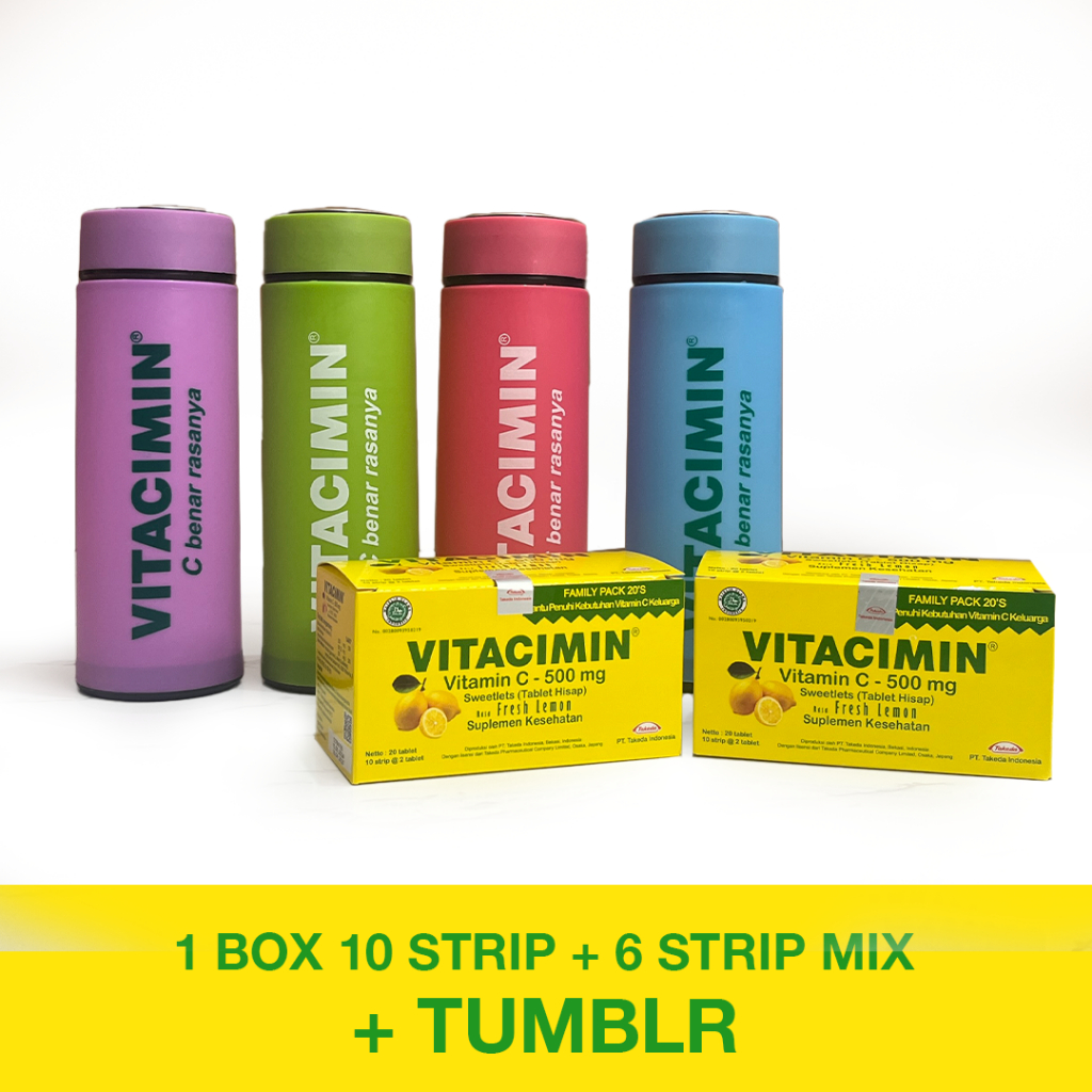Jual Paket VITACIMIN Botol Minum + 1 box kecil + 4 strip mix | Shopee ...