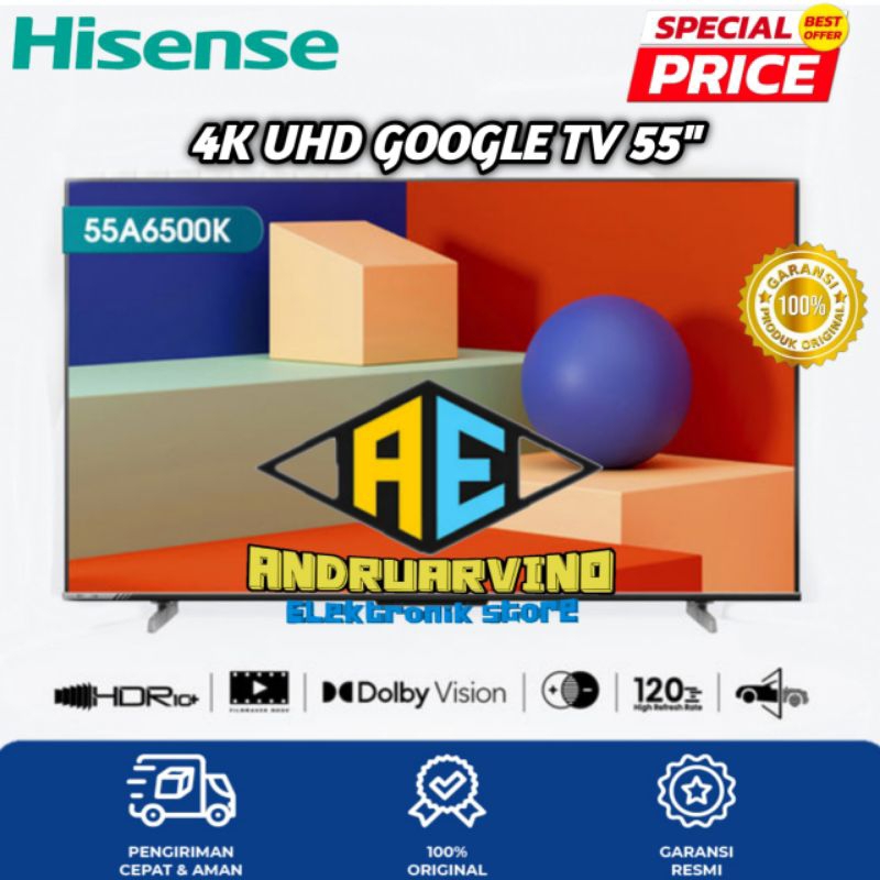 Jual HISENSE 55A6500K 55 INCH 4K UHD GOOGLE TV GARANSI RESMI | Shopee ...