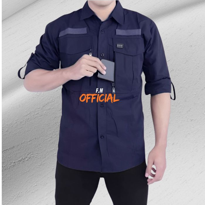 Jual Baju Seragam Kerja Kantor Lengan Panjang W-TEC Kemeja Lapangan Tactical PDH Warna Navy ...