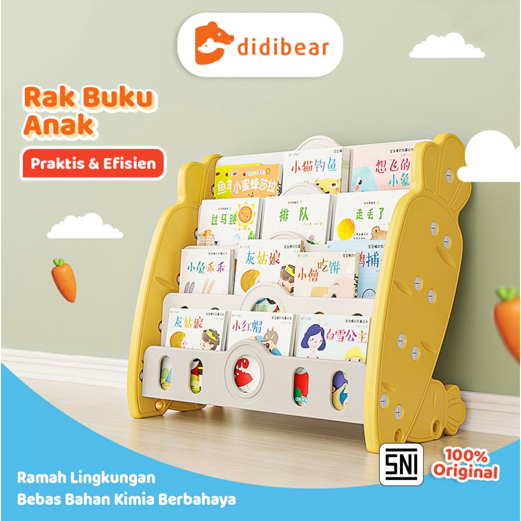Jual Didibear Rak Tempat Buku Anak 3 Susun Majalah Komik Buku Rak Susun ...