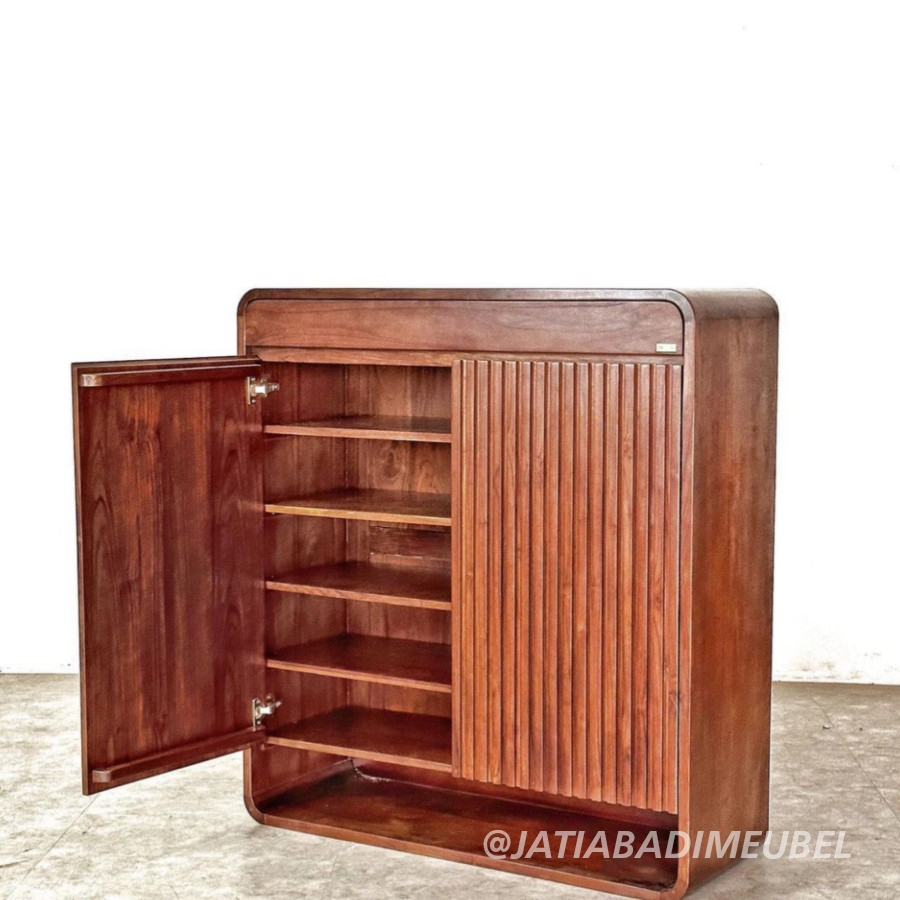 Jual Lemari Rak Tempat Sepatu Sandal Susun Minimalis Kayu Jati, Almari ...