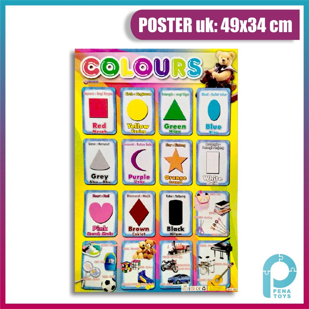 Jual Poster Belajar Anak TK / PAUD Mengenal Bentuk / Mainan Edukasi ...