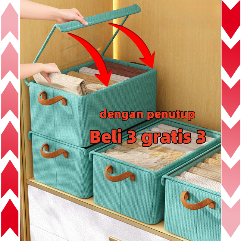 Jual dengan penutup storage box melipat kotak penyimpanan baju tahan ...