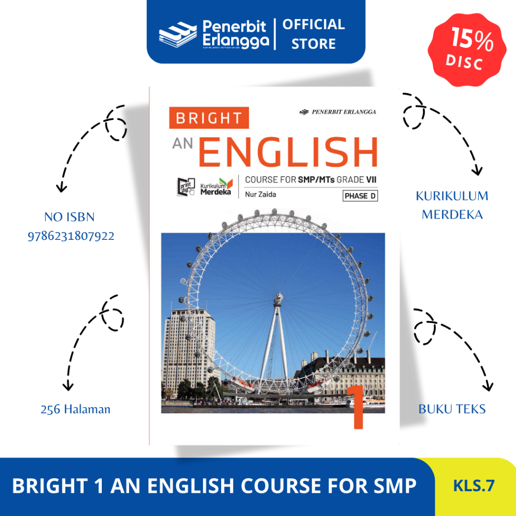 Jual [Erlangga Official] Bright 1 An English Course For Smp - Kurikulum Merdeka | Shopee Indonesia