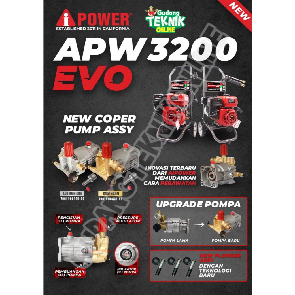 Jual Jet Cleaner IPOWER APW3200 EVO / Gasoline High Pressure Washer APW ...