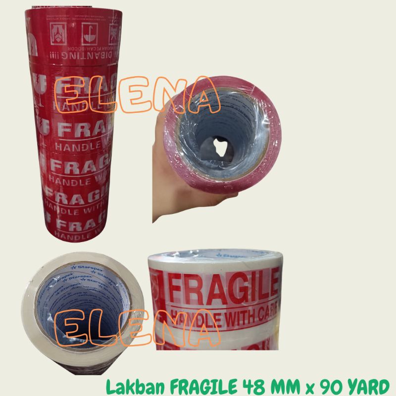 Jual lakban fragile 48mm x 90 yard/isolasi fragile merah/isolasi ...