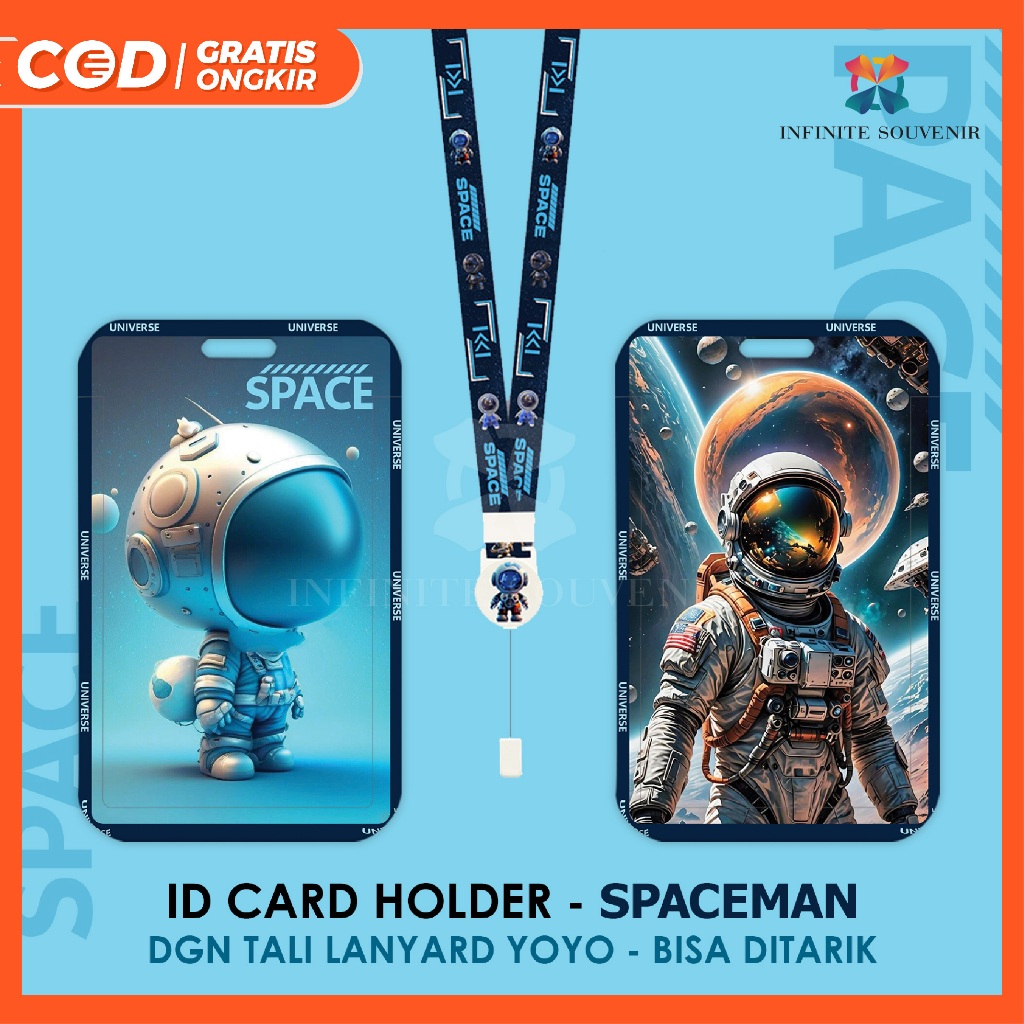 Jual (N017) ID Card Holder Tali Yoyo Human Space/ Nametag Yoyo Astronaut / Space Human / Card ...