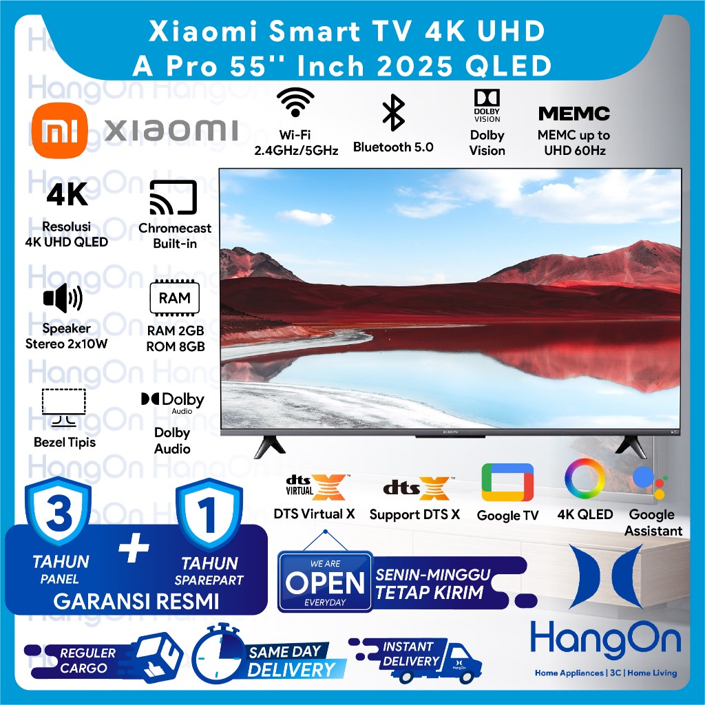 Jual Xiaomi TV A Pro 55 Inch 2025 4K UHD QLED with Dolby DTS Audio 10 ...