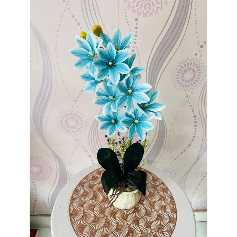 Jual BL08 Bunga Artificial Anggrek Latex Cymbidium Biru | Shopee Indonesia