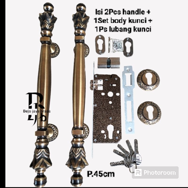 Jual HANDLE PINTU SET KUNCI KOMPLIT MOTIF NANAS 45CM GAGANG PINTU RUMAH ...