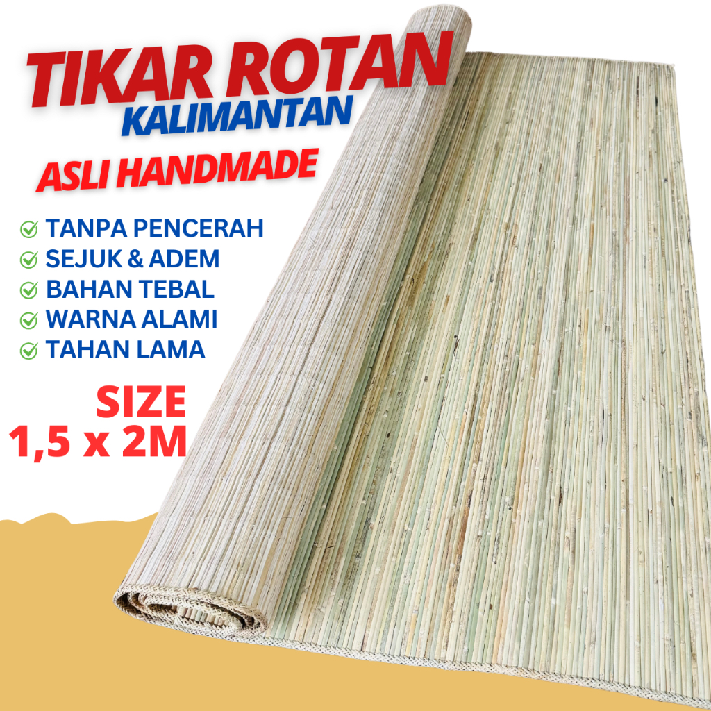 Jual Tikar Rotan Medium Handmade Buatan Tangan, size 200x150cm, Grade A ...