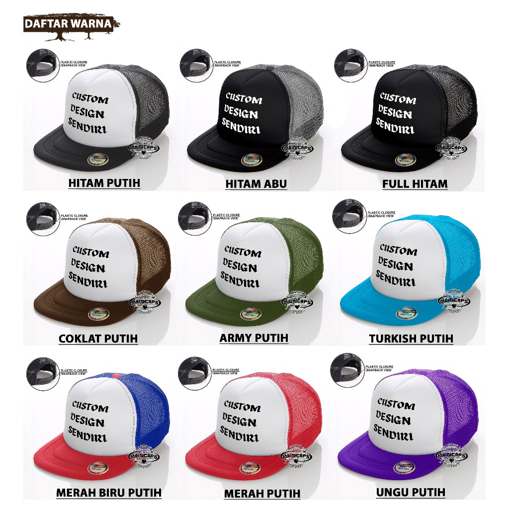 Jual Topi Custom (Design Bebas) /Topi Custom Murah /Topi /Topi Trucker ...