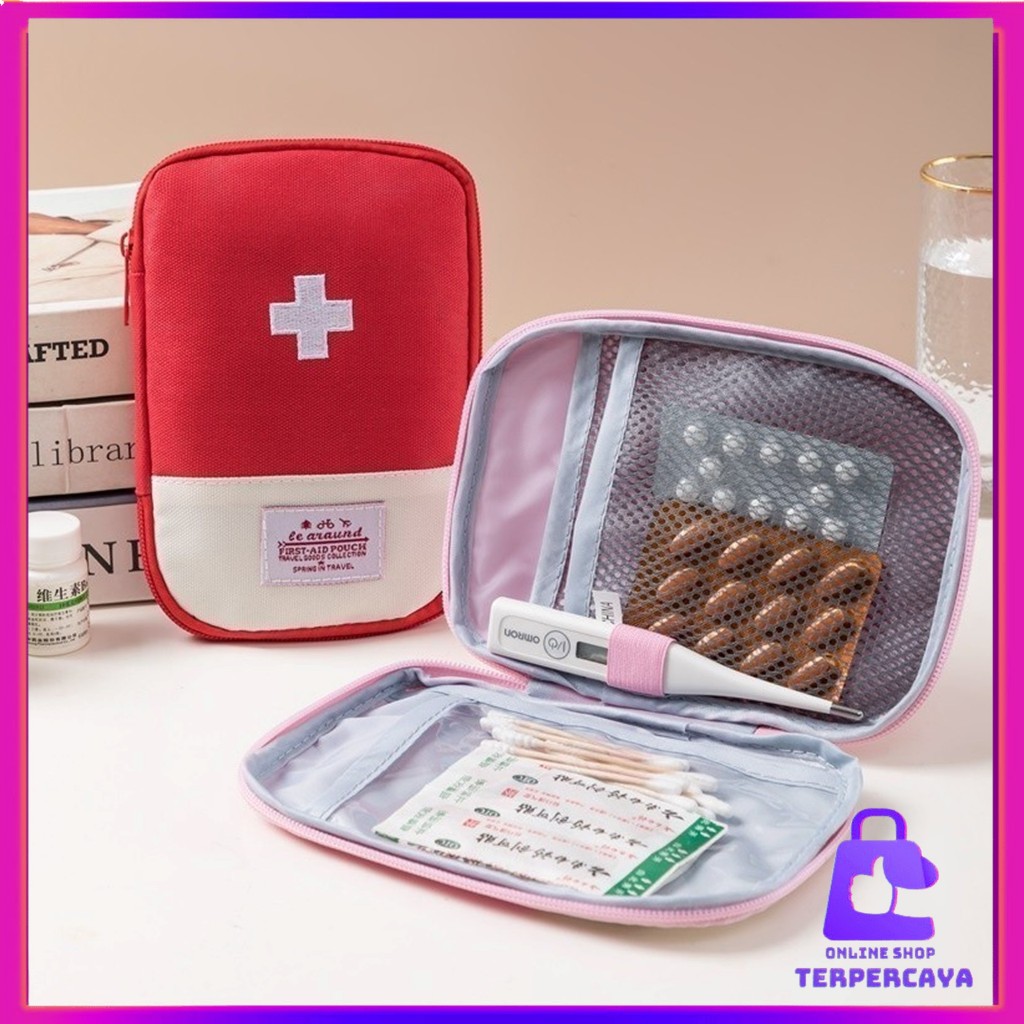 Jual OST Tas P3K Mini Bentuk Persegi Tempat Kotak Obat Bag Organizer Medicine Bag First Aid ...