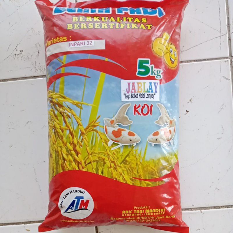 Jual Benih padi unggul Inpari 32 koi jago bobot terbaru bersertifikat kemasan 5kg | Shopee Indonesia