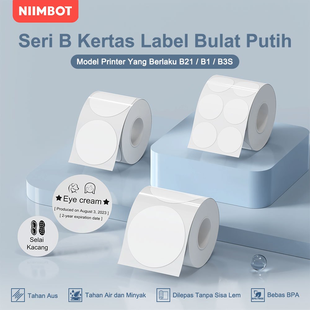 Jual NIIMBOT B21/B3S/B1 Stiker Label Bundar Putih, Label Harga untuk ...