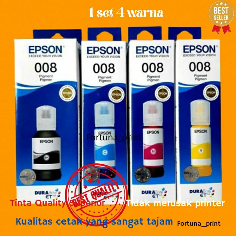 Jual Tinta Epson 008 T06G Original Black Cyan Magenta Yellow Printer ...