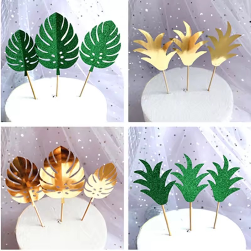 Jual Topper Kue 3 pcs Daun Rustic Daun Palem Pohon Hijau Hutan Coklat ...