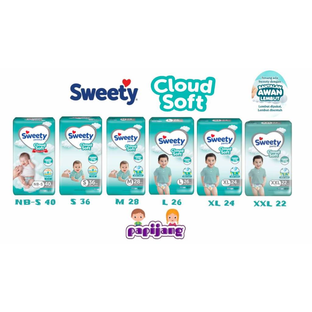 Jual SWEETY SILVER PANTS NB-S40 S36 M28 L26 XL24 XXL22 CLOUD SOFT PANTS ...