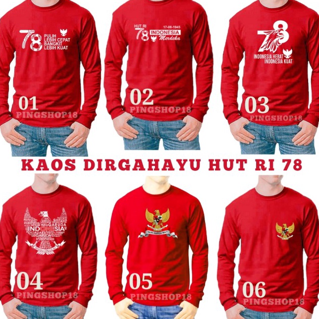 Jual KAOS KEMERDEKAAN KAOS HUT RI 77 LENGAN PANJANG 5 S | Shopee Indonesia