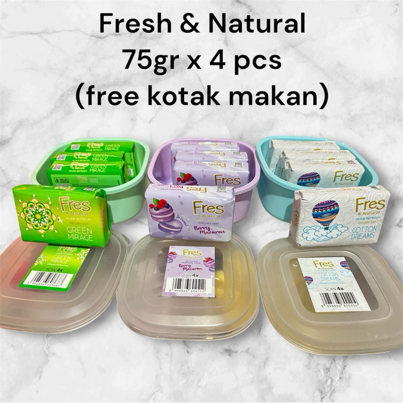 Jual Fresh & Natural sabun batang 76gr isi 4 pcs ( free kotak makan ...
