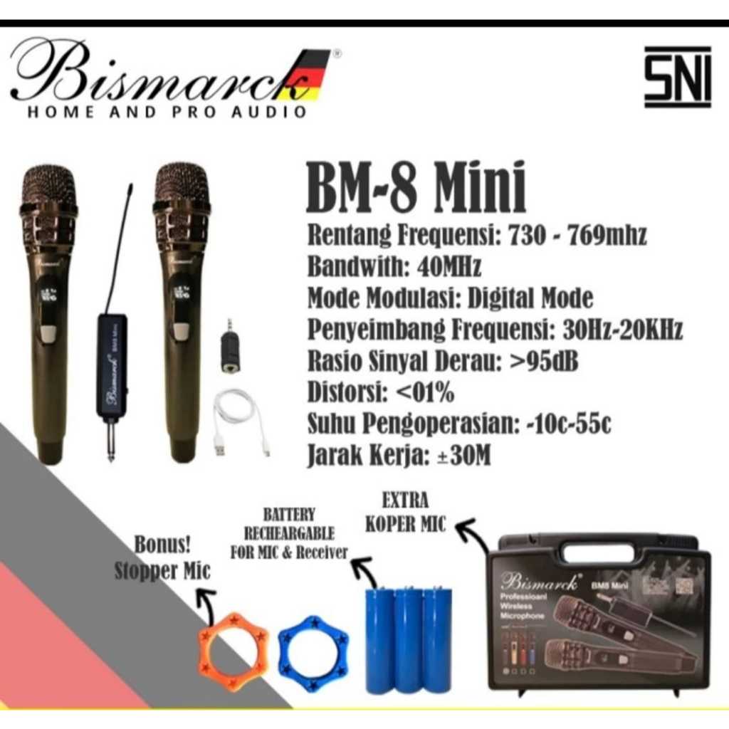 Jual Mic Wireless Bismarck BM-8 Mini / Microphone BM8 Mini Original | Shopee Indonesia