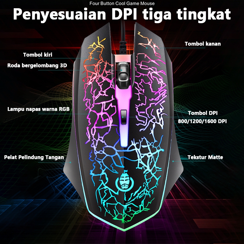 Jual Esports Gaming Mouse 7 Tombol LED (RGB) DUA Mouse Gaming Berkabel ...