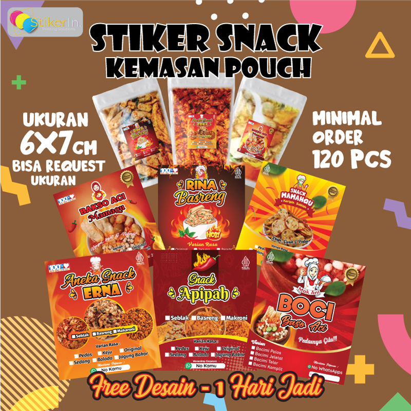 Jual Stiker Label Snack Kemasan Pelastik Pouch Bisa Custom Gratis ...