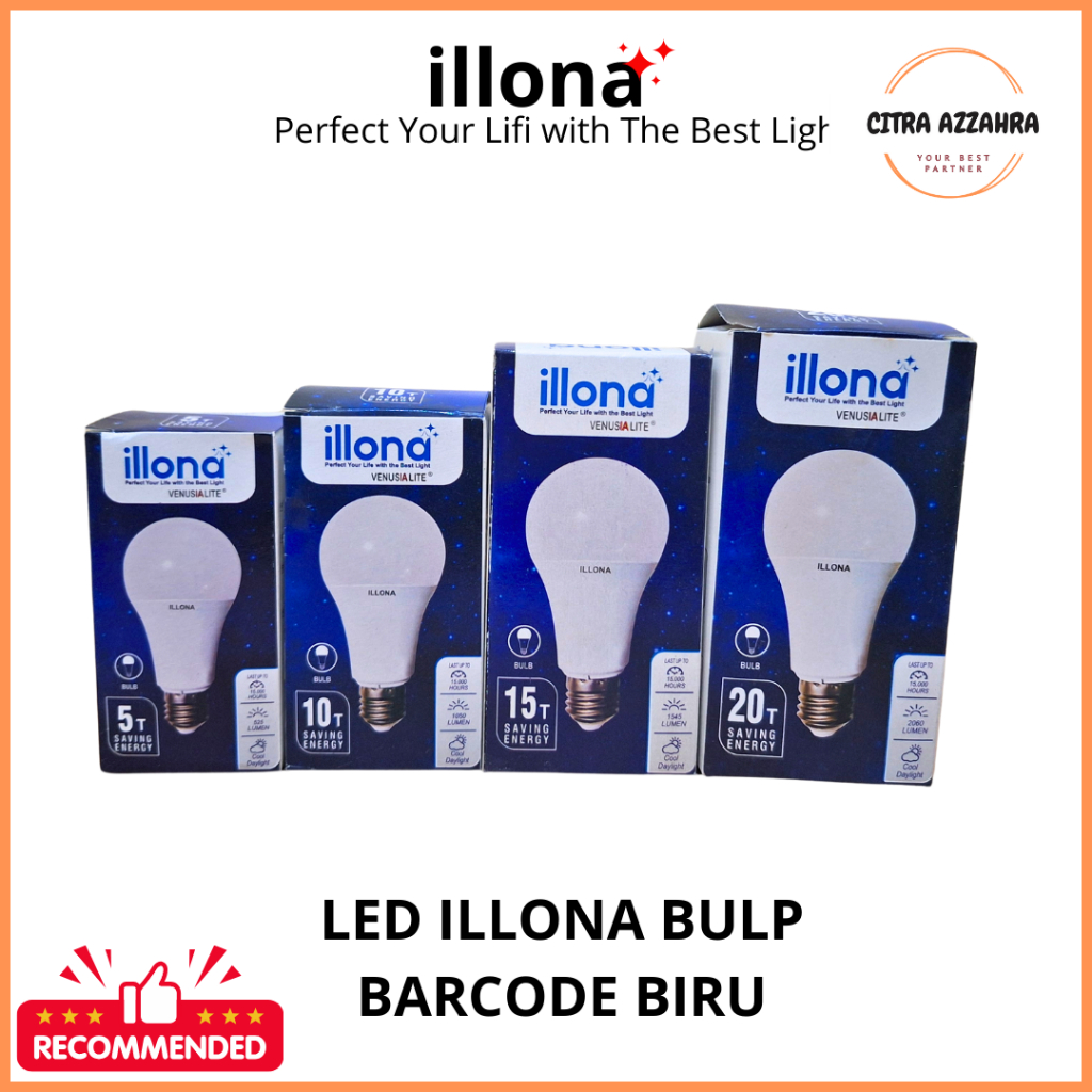 Jual LAMPU LED BULB ILLONA BARCODE BIRU LAMPU LED RUMAH 5W 10W 15W 20W ...
