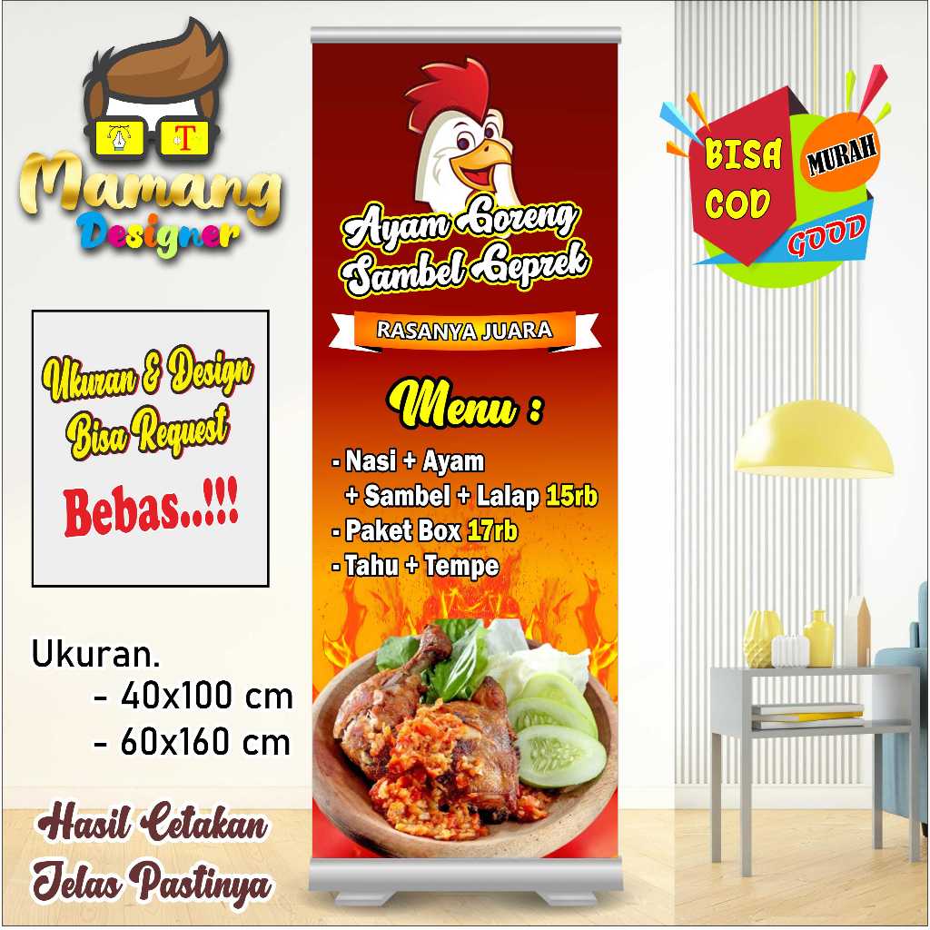 Jual Cetak Banner Spanduk MMT Ayam Goreng Sambal Geprek atau Ayam ...