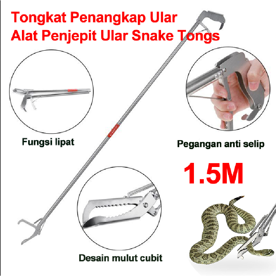 Jual Alat Penjepit Ular 1.5M / Penangkap Ular / Sarung Tangan, Tas Ular ...