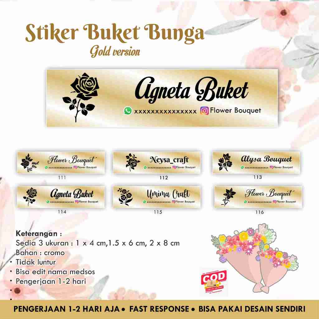 Jual [145 pcs] Stiker Buket Bunga GOLD version / Bouquet / Flower ...