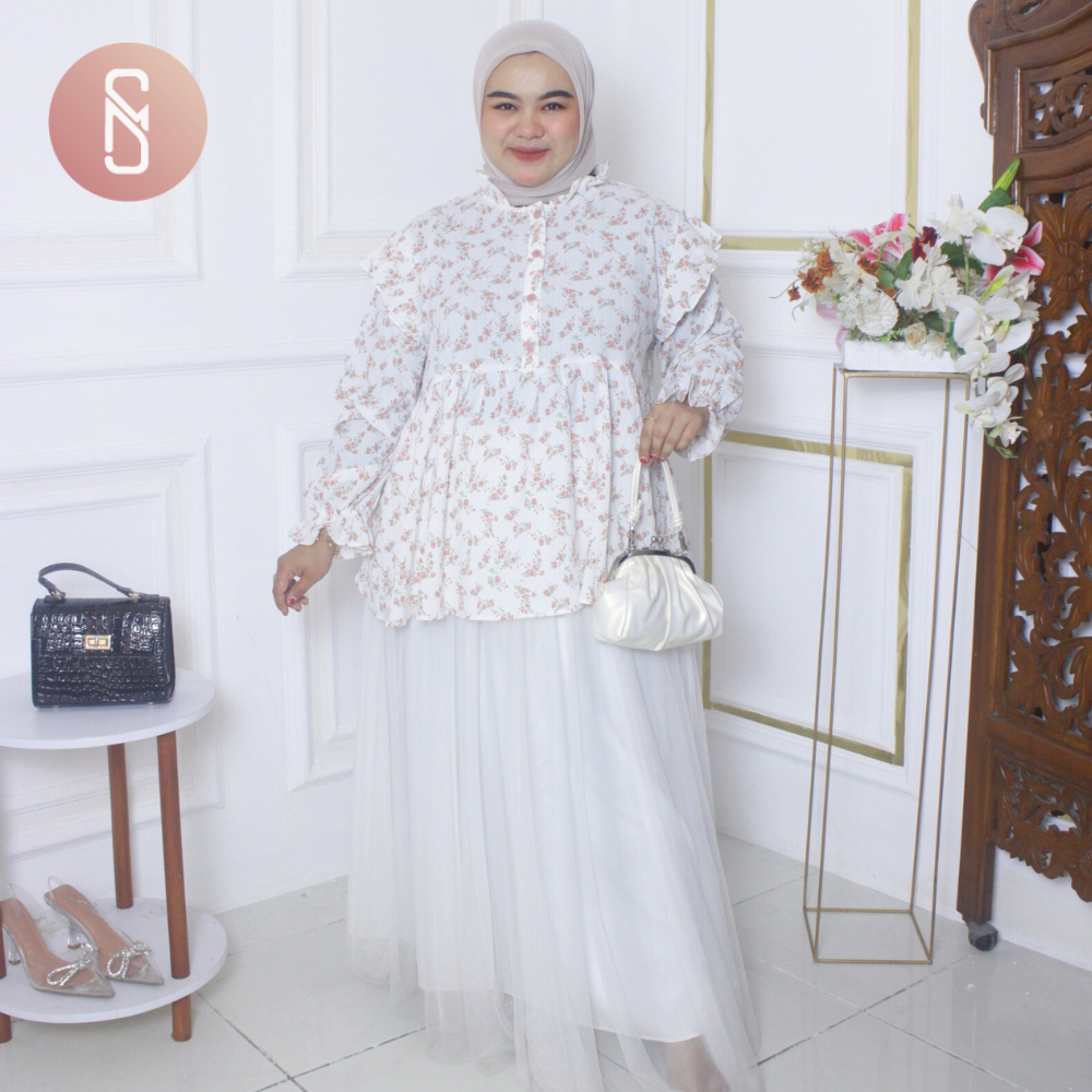 Jual Myshawl Zian Atasan Jumbo Motif bunga tille Motif Kasual Kondangan ...