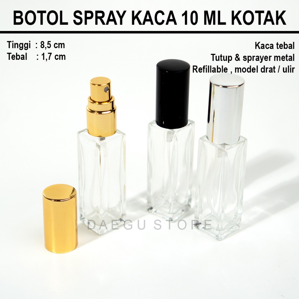 Jual Botol Spray 10ml Kotak Kaca Tebal - Parfum Refill Isi Ulang Travel | Shopee Indonesia