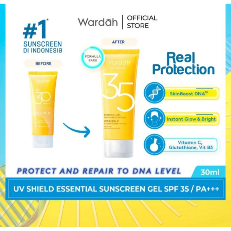 Jual Wardah UV Shield Essential Sunscreen Gel SPF 30 PA +++ 40 ML | Shopee Indonesia