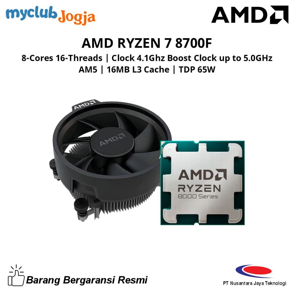 Jual AMD Ryzen 7 8700F Tray+Fan, AM5, 8-Cores 16-Threads, 4.1GHz up to 5.0GHz, L3 Cache 16 MB ...
