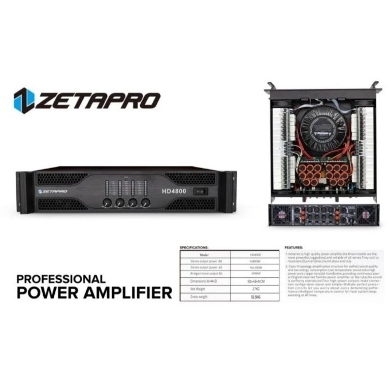 Jual ZETAPRO POWER AMPLIFIER HD4800 4CHANEL/ZETAPRO HD4800 4×800 WATT ORIGINAL | Shopee Indonesia