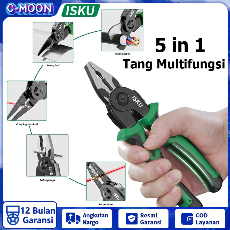 Jual ISKU Tang Multifungsi 5 IN 1 Tang Kombinasi Jepit Potong Seng ...