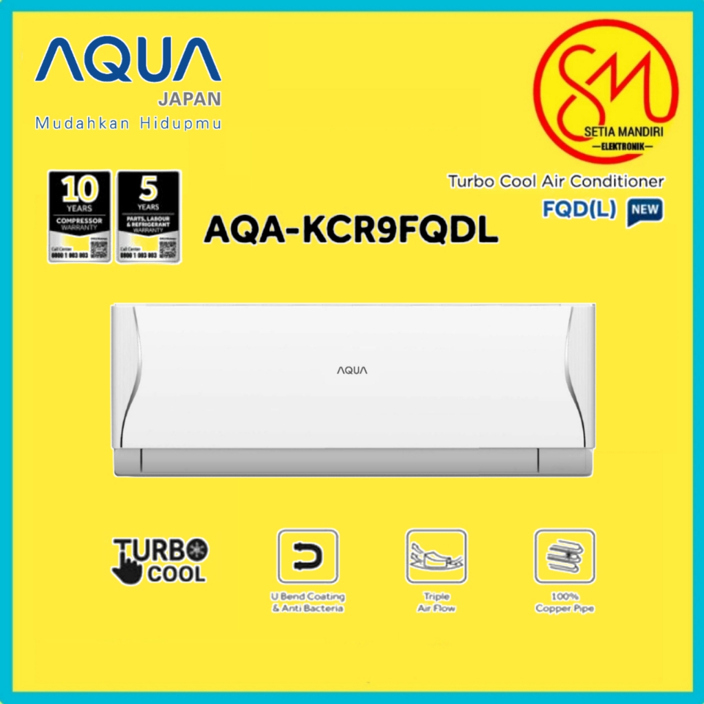 Jual Aqua AC Split Standard Turbo Cool 1 PK - AQA-KCR9FQDL /AQA-KCR9FQDL | Shopee Indonesia