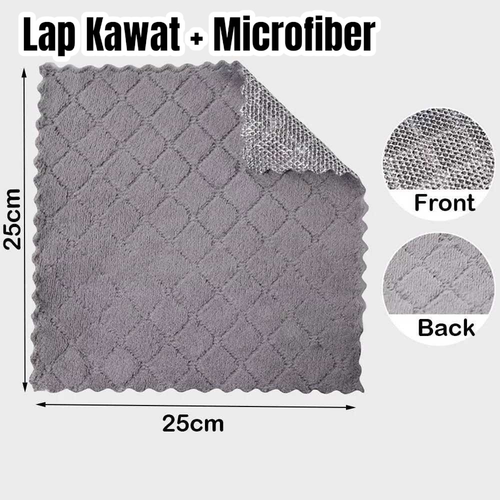 Jual Kain Lap Double Side Microfiber Kawat 2 sisi fiber-kawat Lap Dapur ...